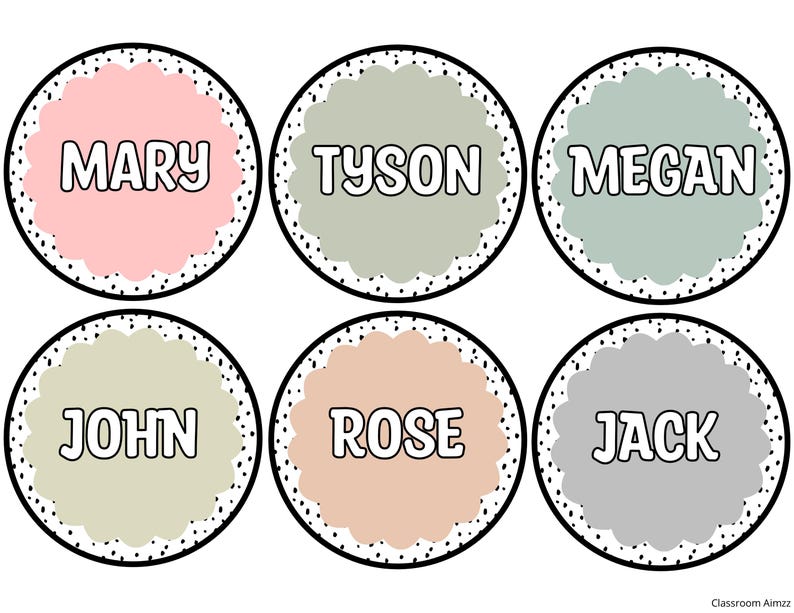 Back to School Printable Boho Neutral Spotty Student Name Labels, Cubby ...