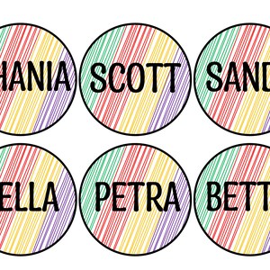 Printable Colorful Round Student Name Labels, Editable Classroom Labels ...