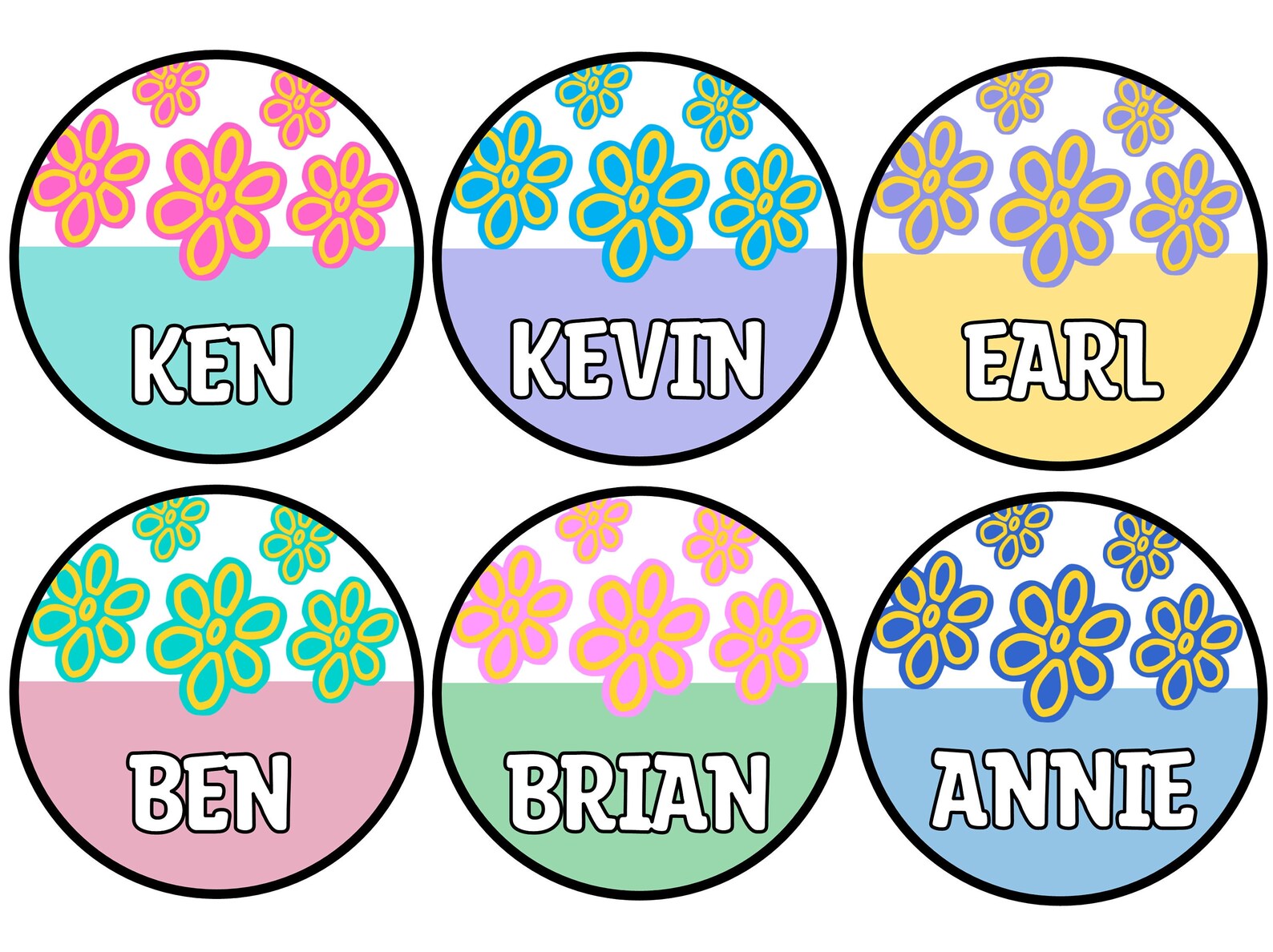 Printable Flowers Classroom Labels,round Floral Classroom Labels ...