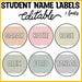 Printable Boho Neutral Dotty Student Name Labels, Editable Round Name ...