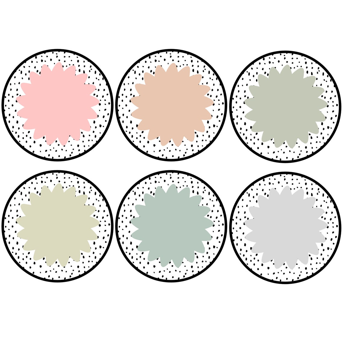 Printable Boho Neutral Spotty Student Name Labels, Circle Tags, Bin ...