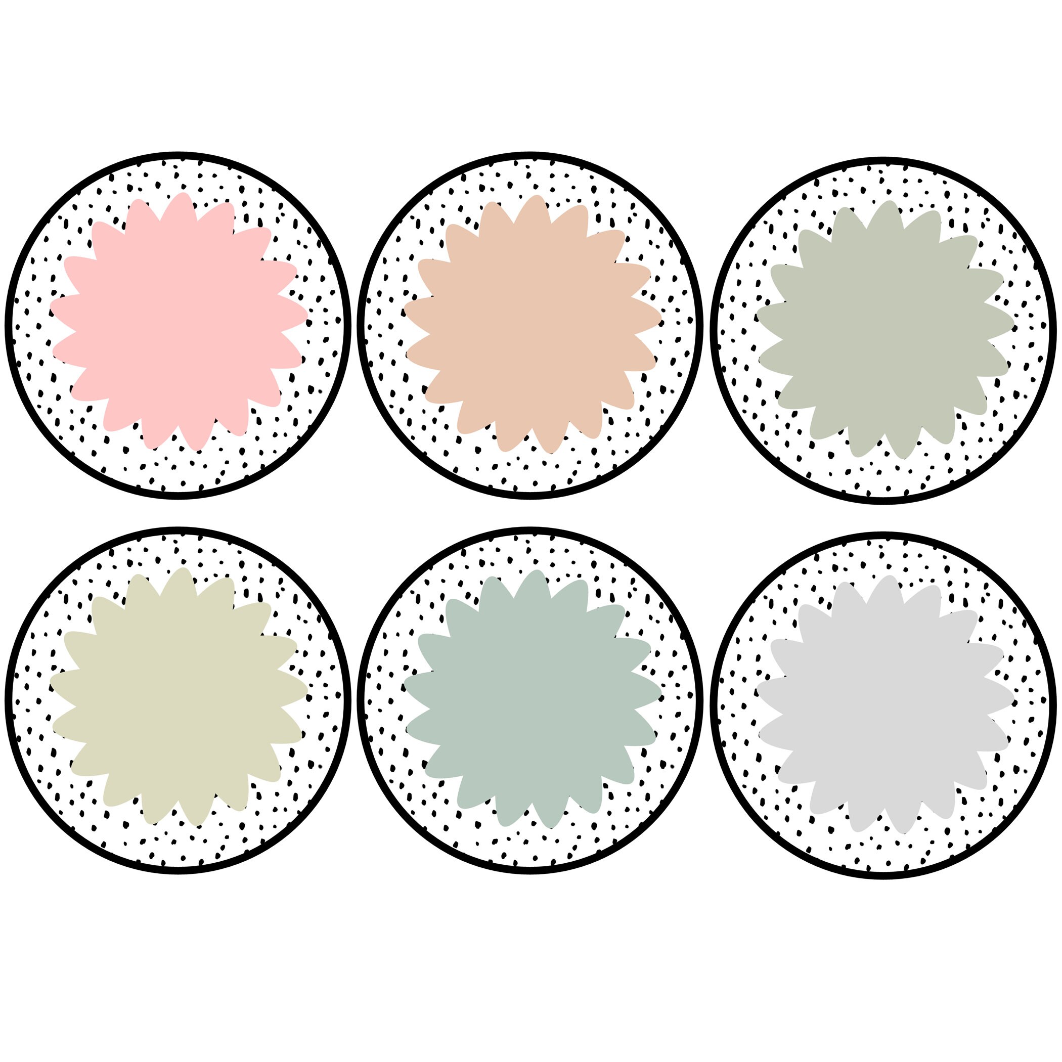Printable Boho Neutral Spotty Student Name Labels, Circle Tags, Bin ...