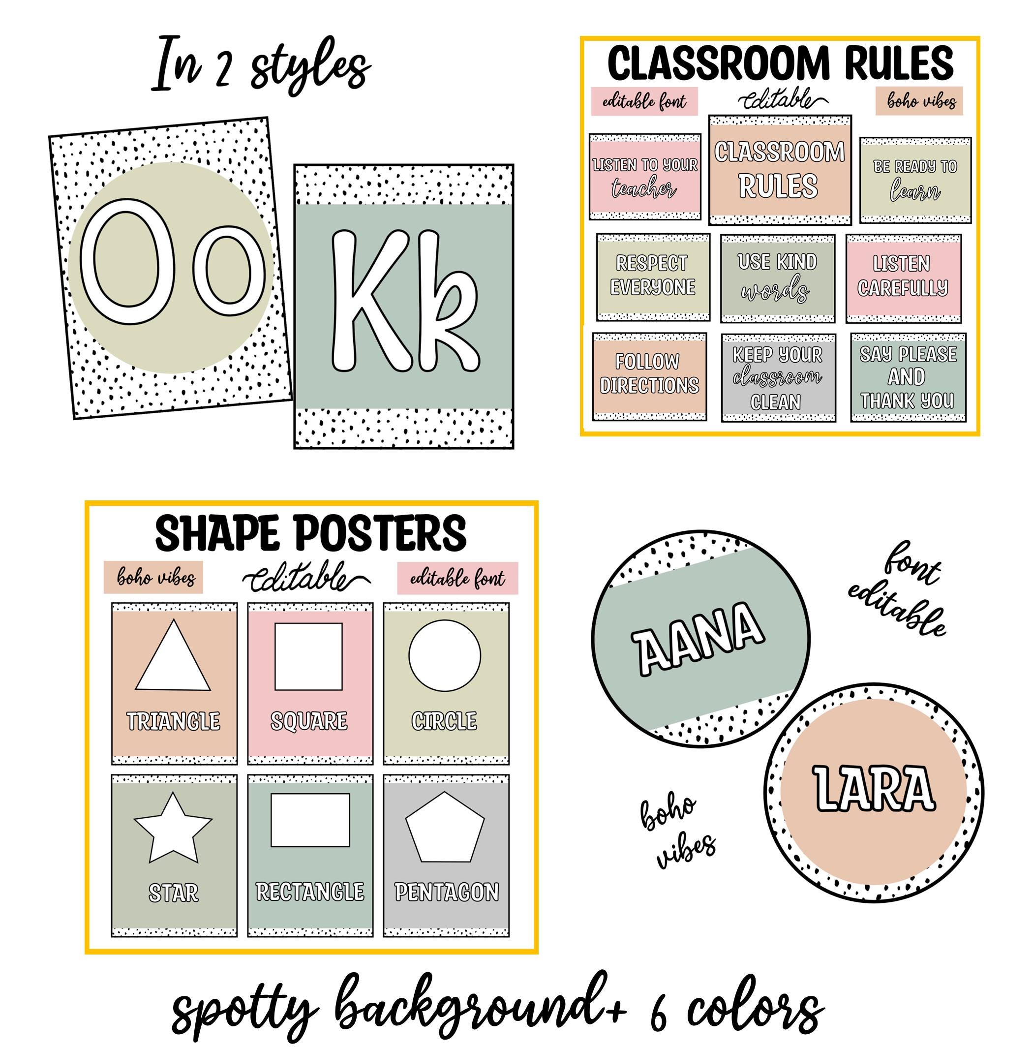 Back to School Boho Neutral Spotty Classroom Decor Bundle Pack, Spotty ...
