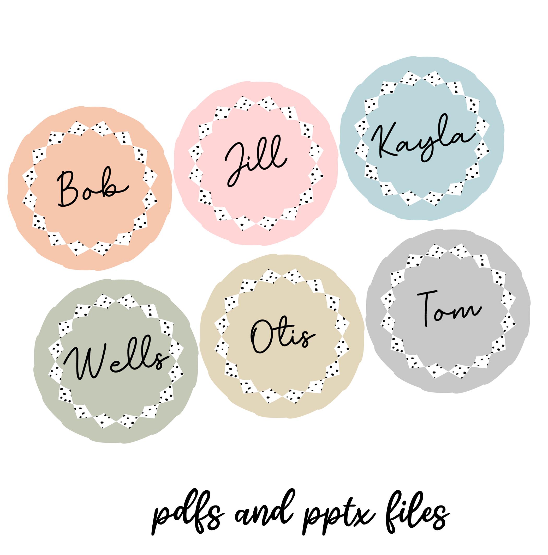 Printable Boho Neutral Spotty Student Name Plates, Name Cards, Cubby ...