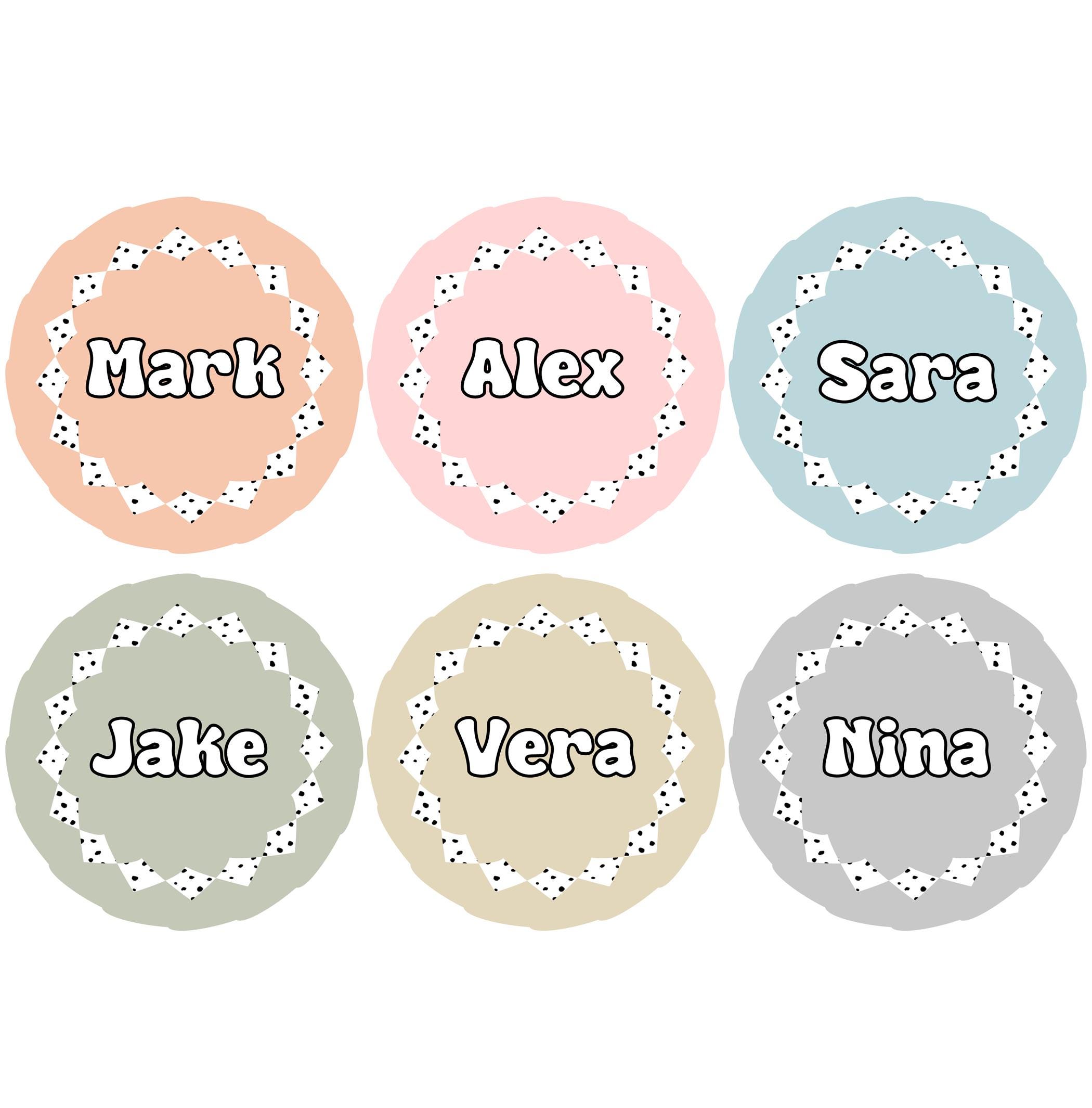 Printable Boho Neutral Spotty Student Name Plates, Name Cards, Cubby ...