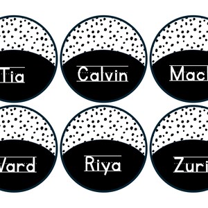 Printable Round Black and White Student Name Labels, Bulletin Board ...
