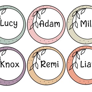 Printable Botanical Student Name Labels, Editable Name Badges, Boho ...