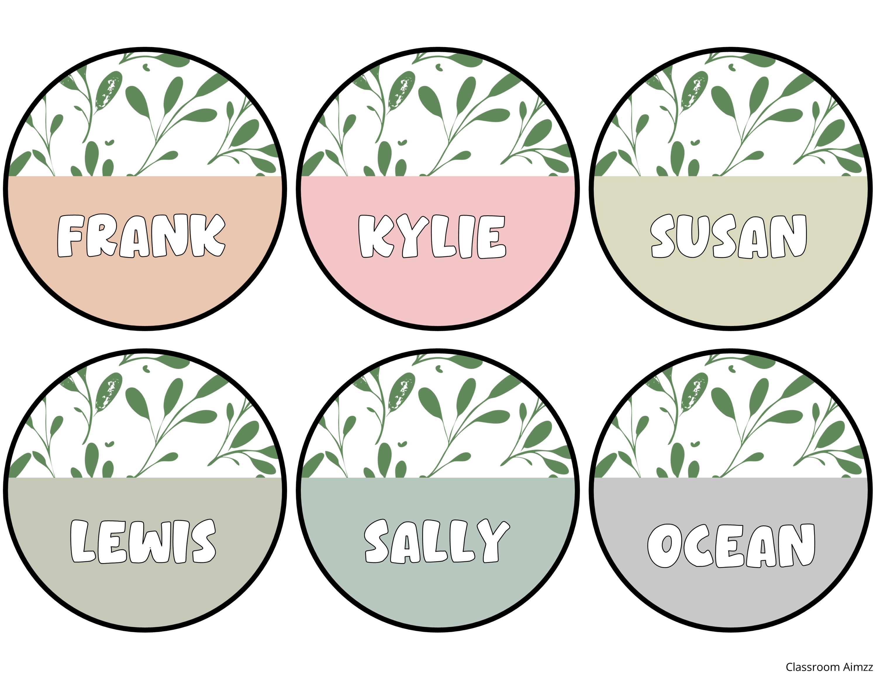Printable Botanical Student Name Labels, Boho Neutral Student Name ...