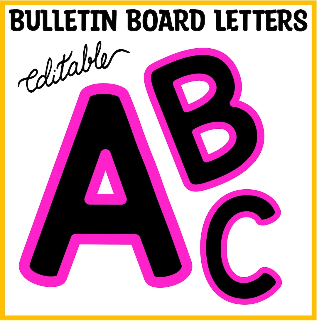 Printable Black and Bright Bulletin Board Letters, Editable Alphabet ...