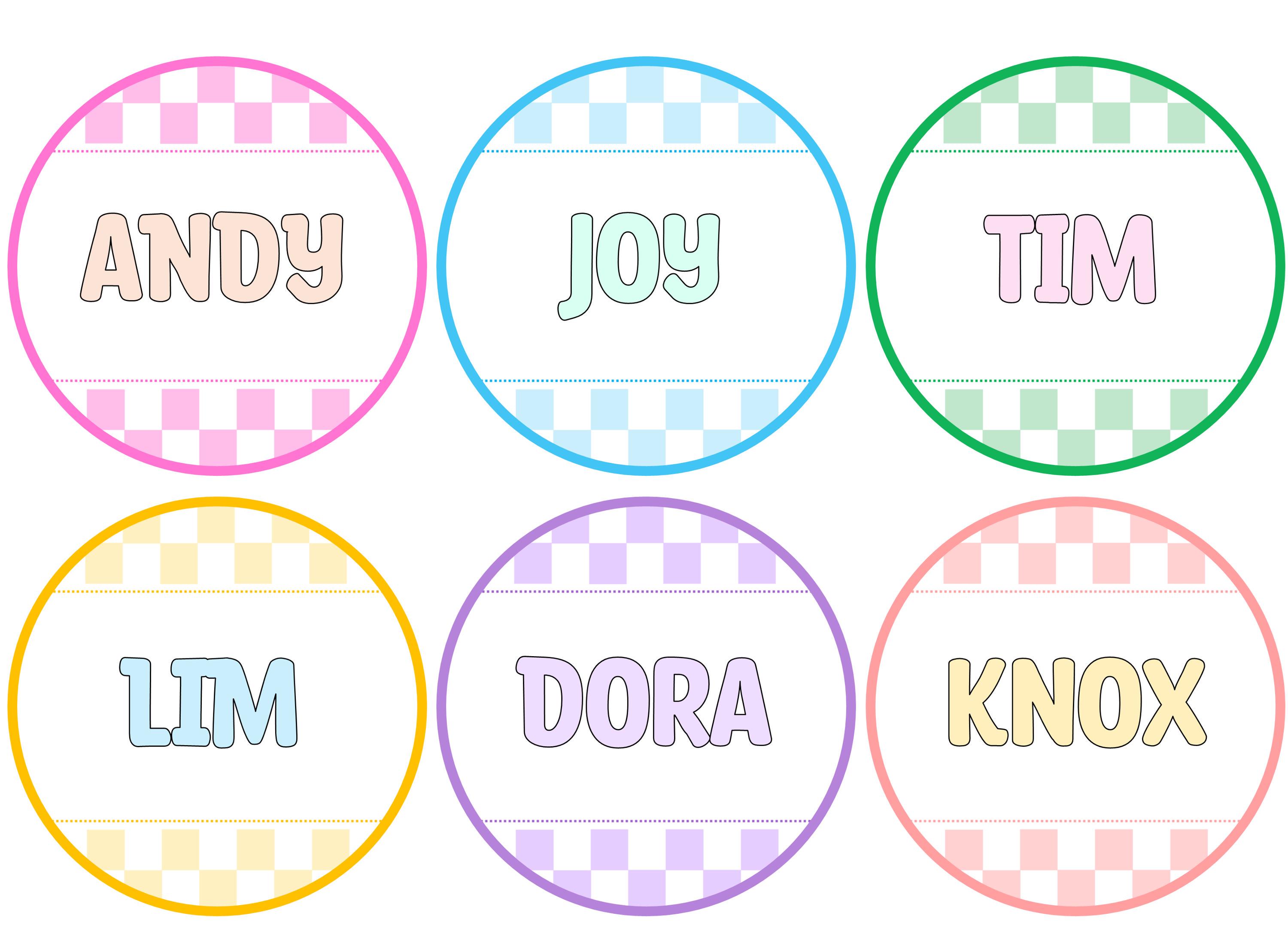 Printable Pastel Student Name Tags, Round Daycare Labels, Circle Cubby ...