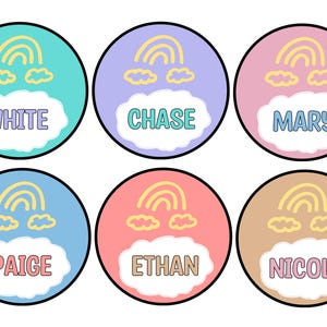 Back to School Rainbow Theme Round Student Name Labels, Bright Rainbow ...