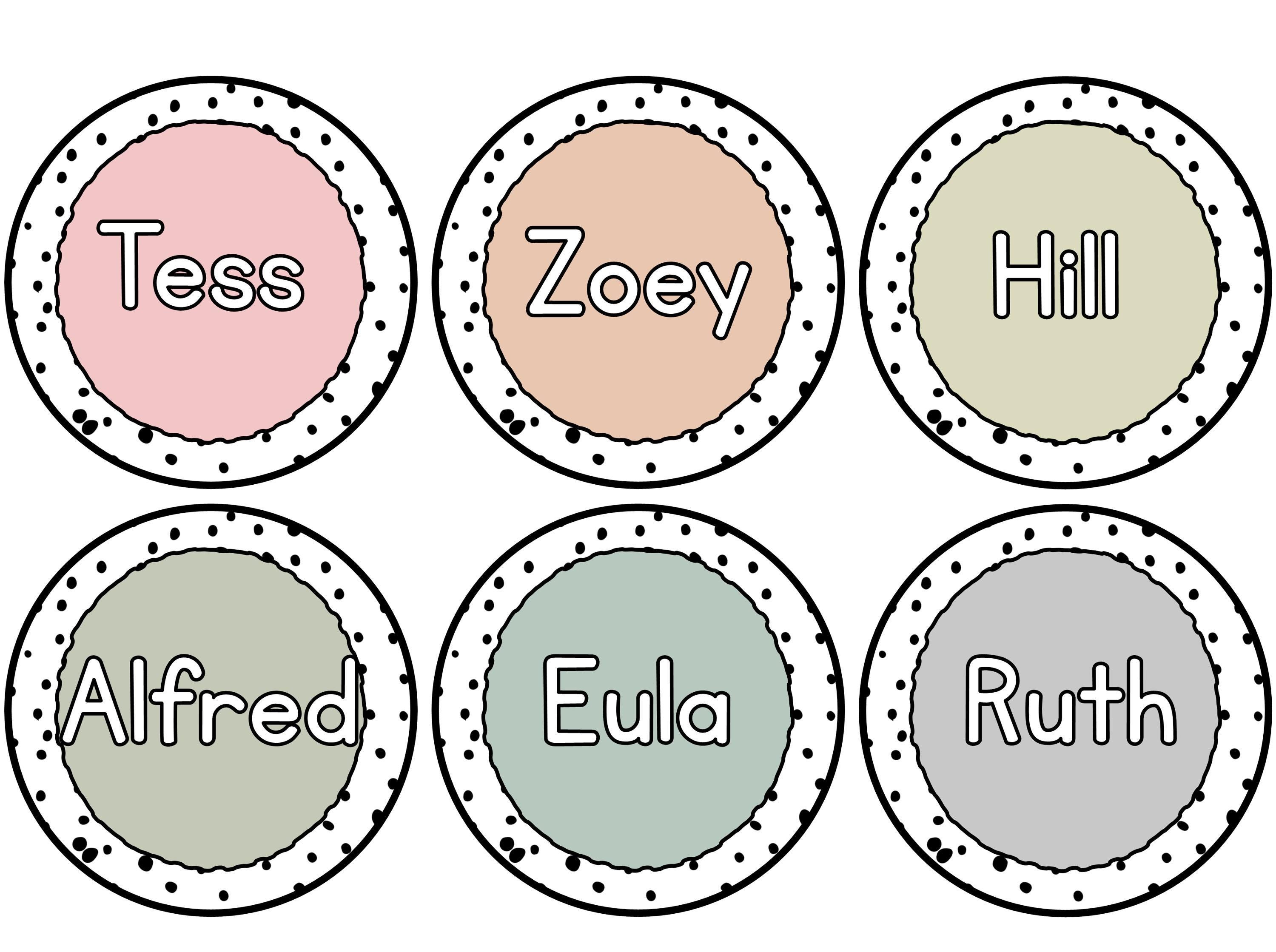 Printable Boho Neutral Spotty Student Name Labels, Back to School Kids ...