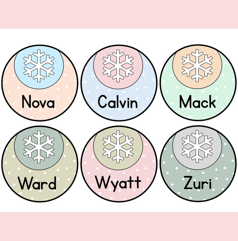 Winter Student Name Tags, Printable Snowflakes Name Labels, Cubby ...