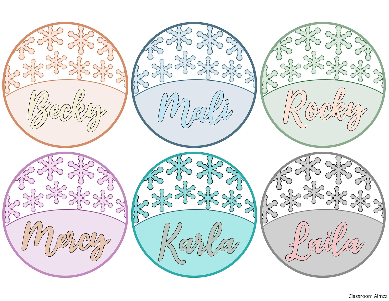 Winter Student Name Tags, Printable Snowflakes Name Labels, Cubby ...