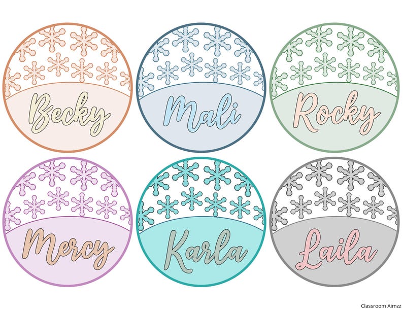 Winter Student Name Tags, Printable Snowflakes Name Labels, Cubby ...