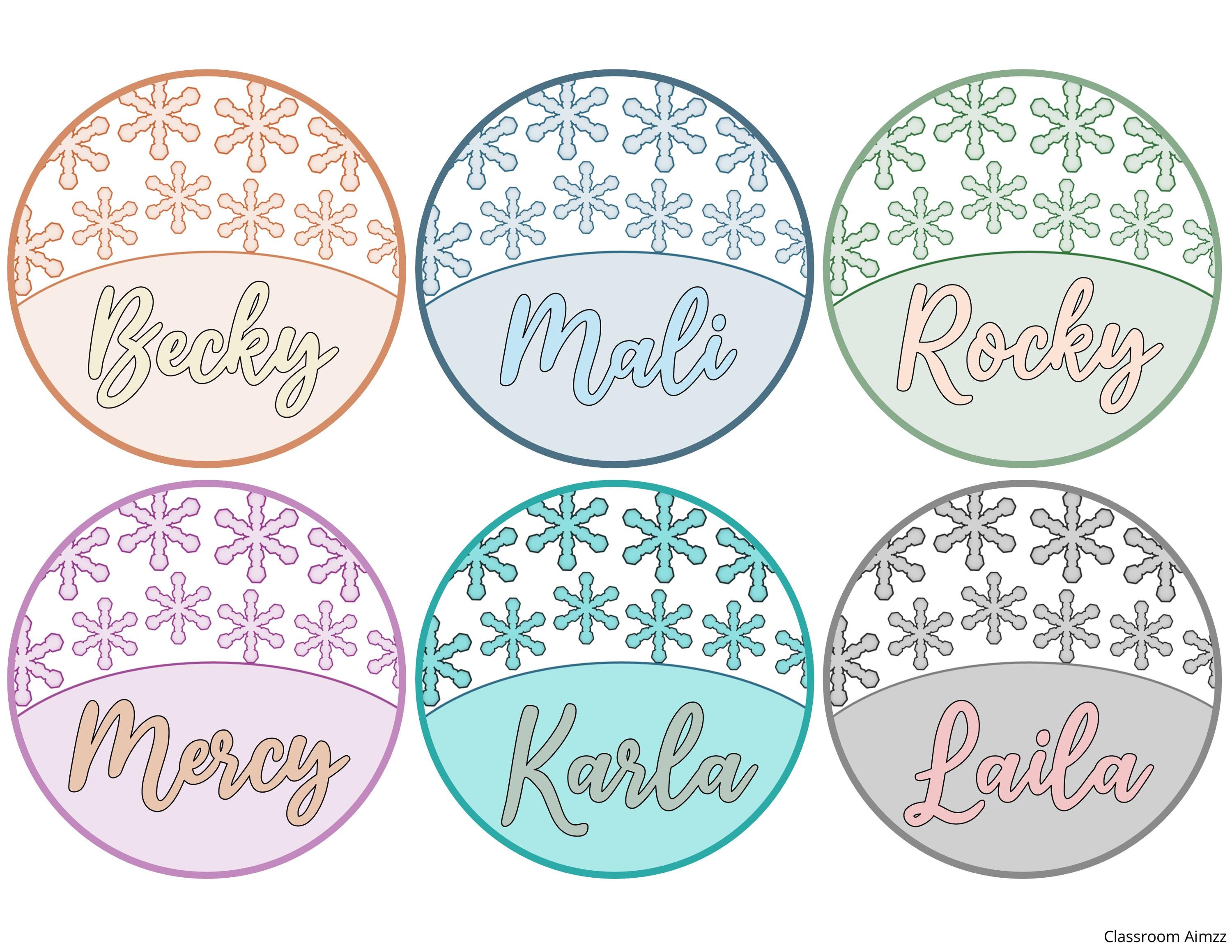 Winter Student Name Tags, Printable Snowflakes Name Labels, Cubby ...