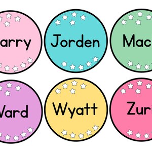 Back to School Printable Stars Student Name Labels, Bright Classroom ...