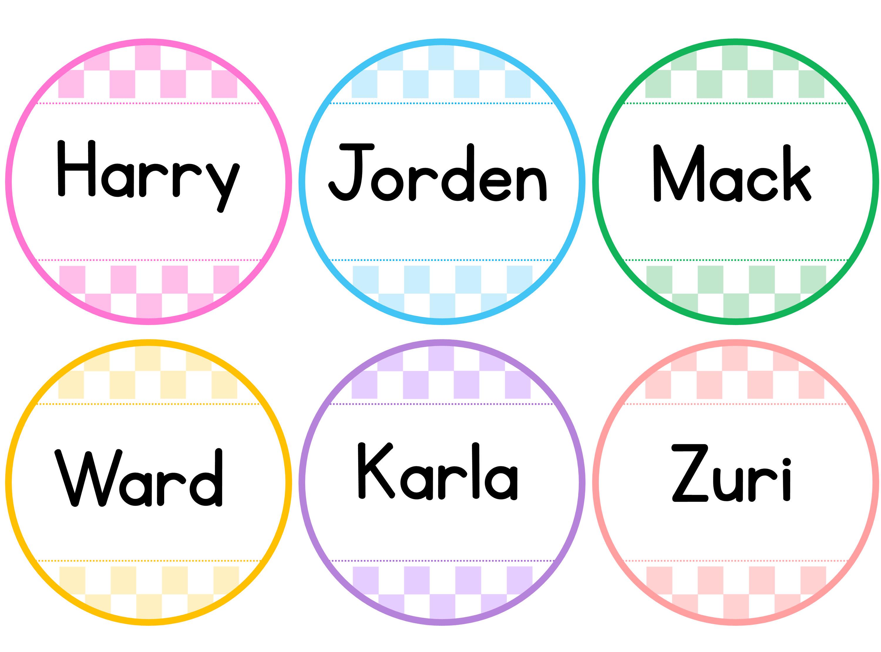 Printable Pastel Student Name Tags, Round Daycare Labels, Circle Cubby ...