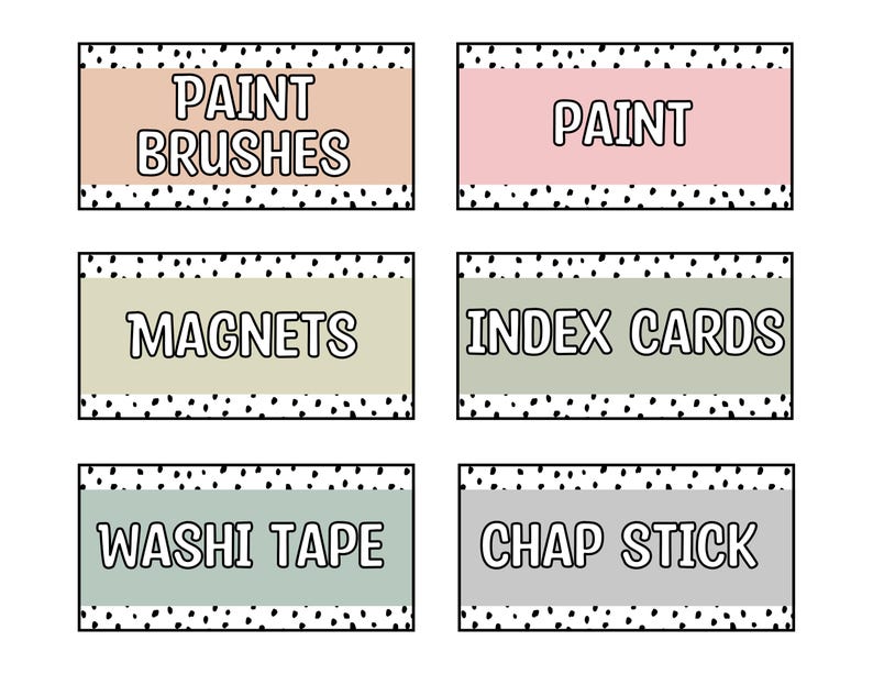 Back to School Printable Spotty Teacher Toolbox Labels, Boho Neutral ...