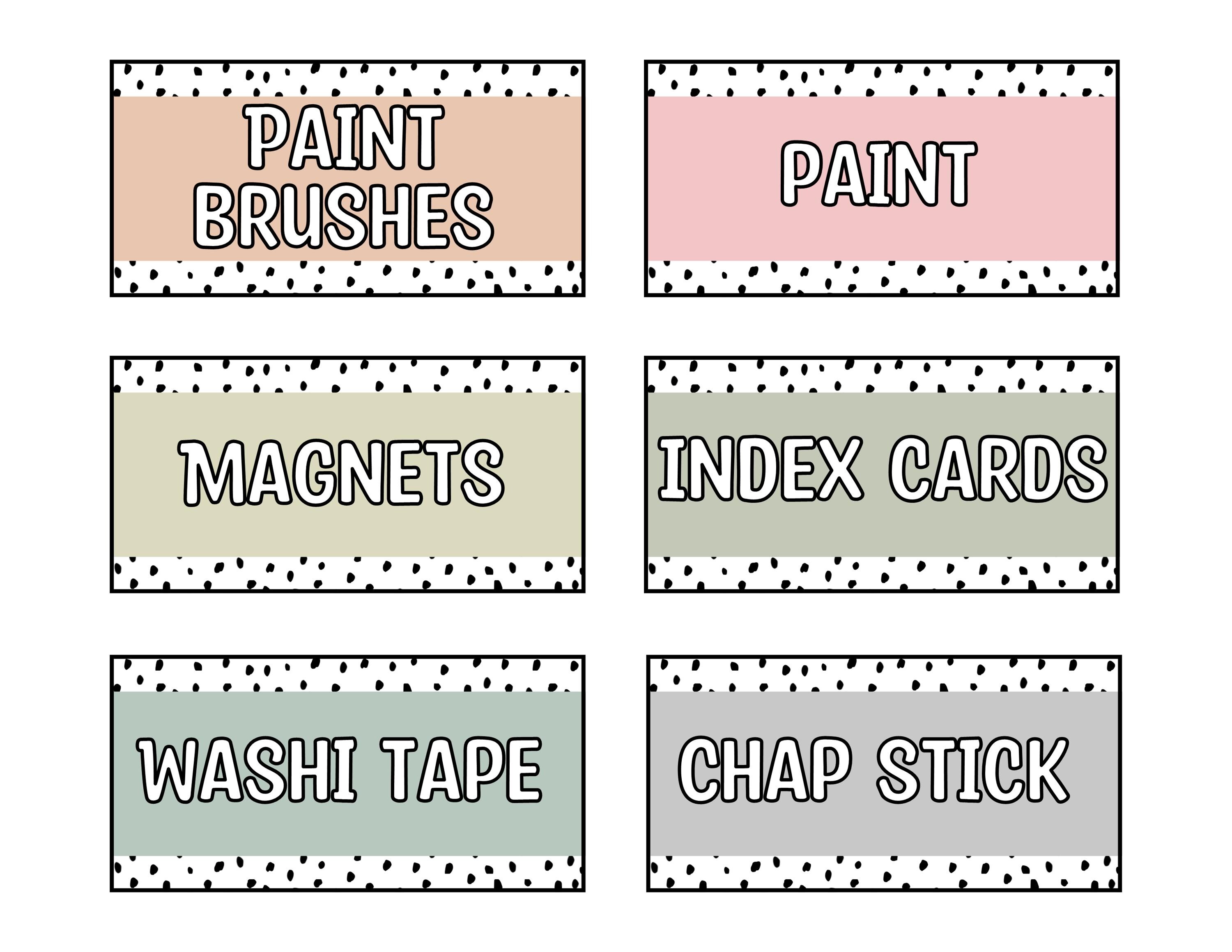 Back to School Printable Spotty Teacher Toolbox Labels, Boho Neutral ...