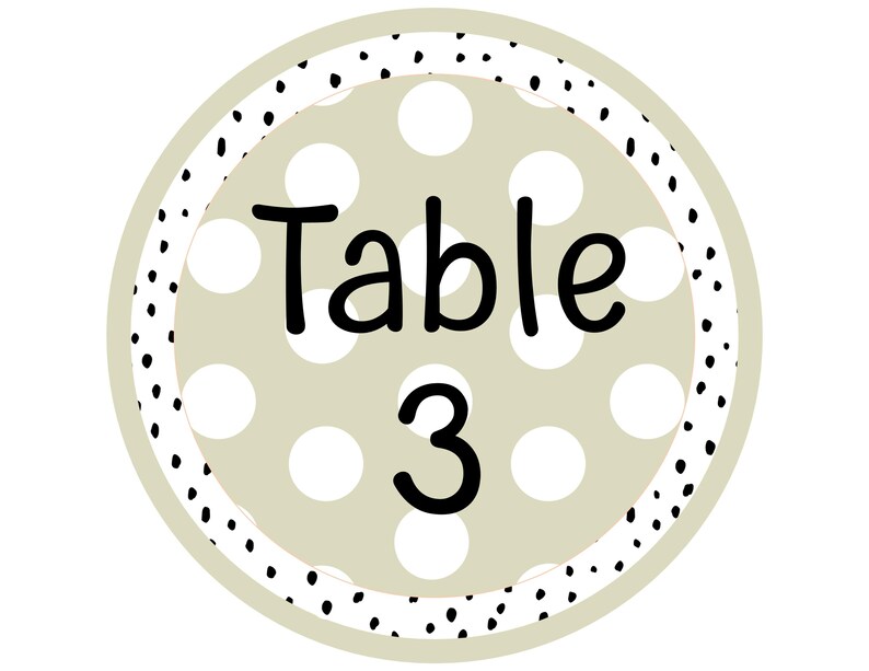 Printable Boho Spotty Polka Dots Table Numbers, Classroom Table, Team ...