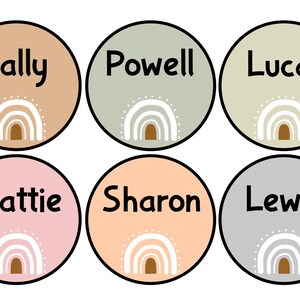 Printable Boho Rainbow Student Name Labels, Circle Rainbow Classroom ...