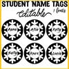 Printable Black and White Student Checkered Name Labels, Editable Name ...