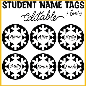 Black and White Name Tags, Editable Bright Student Name Tags, Book Bin ...
