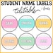 Printable Bright Spotty Student Name Labels, Editable Round Student ...
