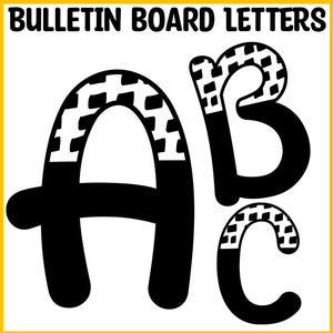 Printable Black and White Bulletin Board Letters, Large Alphabet ...
