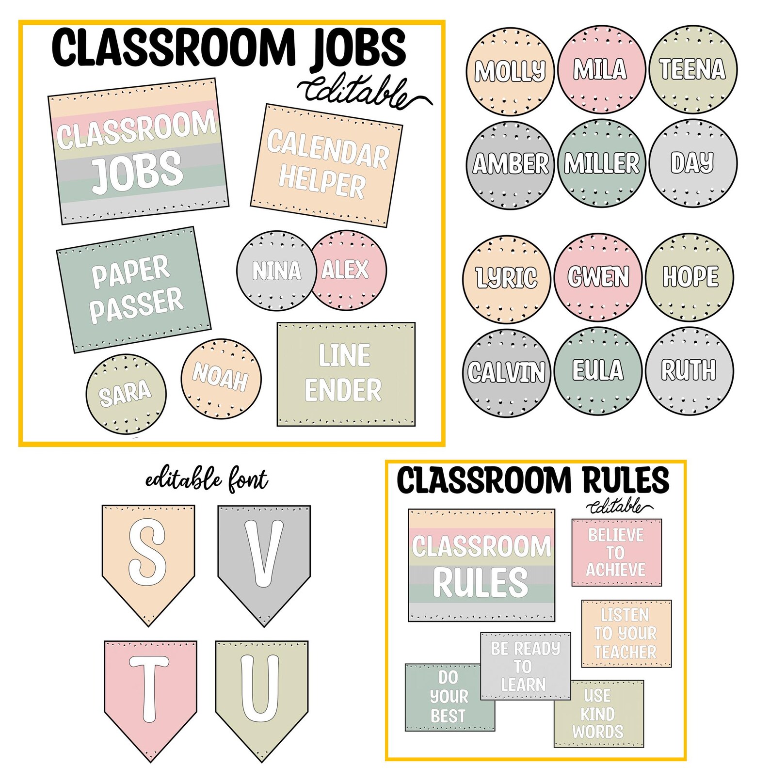 Printable Back to School Minimalist Classroom Decor Bundle Pack for ...