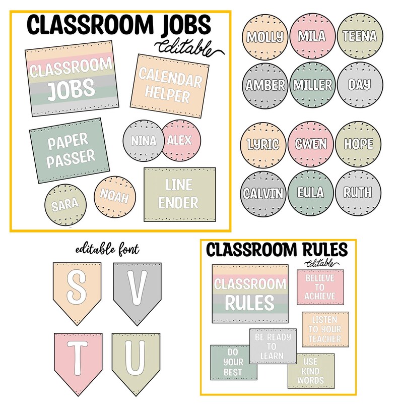 Printable Back to School Minimalist Classroom Decor Bundle Pack for ...