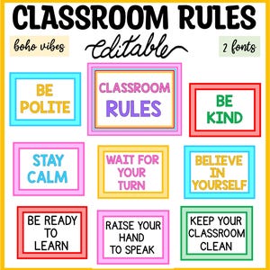 Printable Bright Classroom Rules Labels, Editable Classroom Rules ...