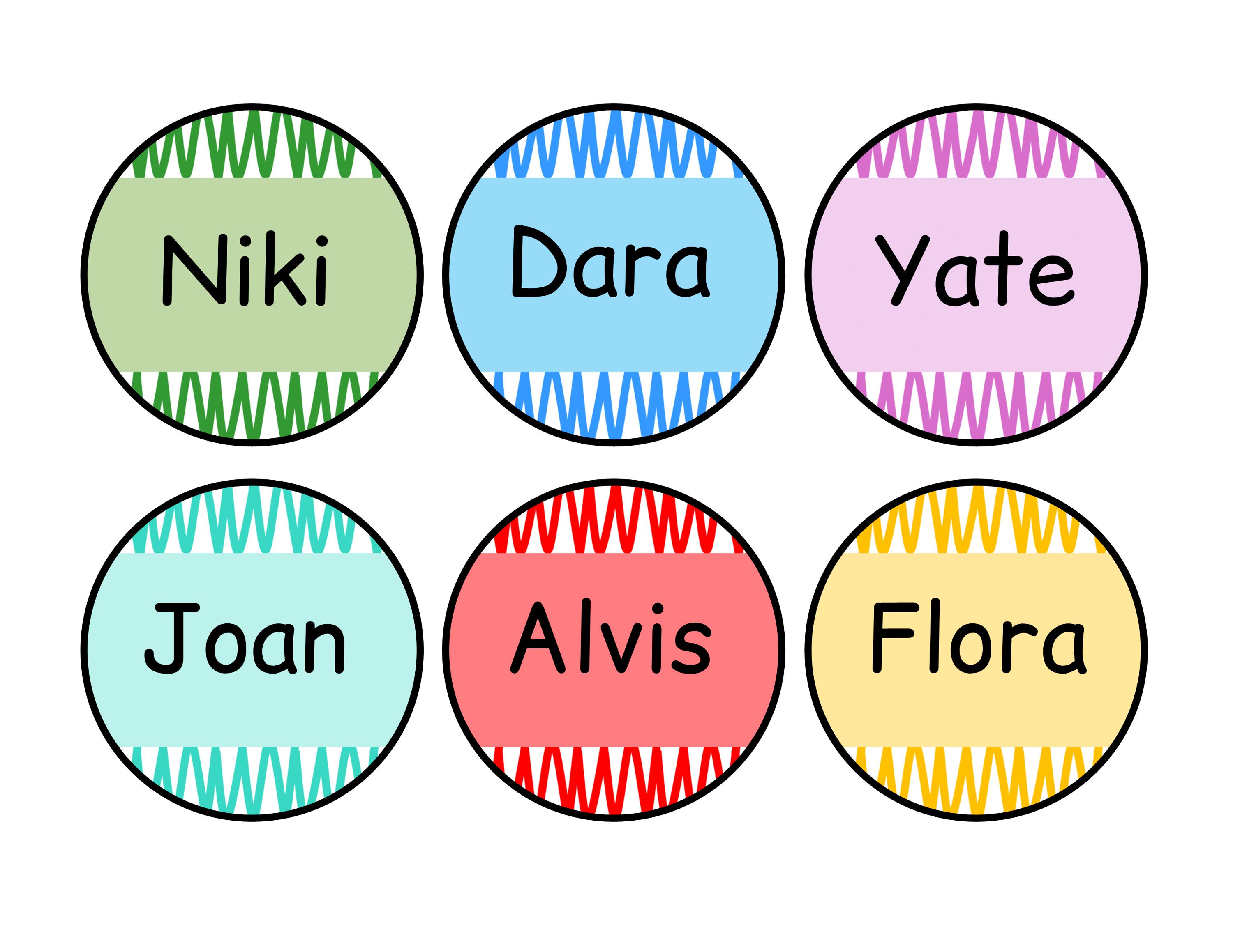 Printable Bright Wavy Student Name Labels, Colorful Classroom Labels ...