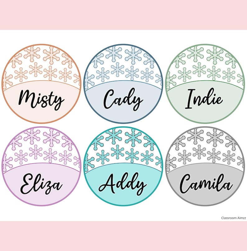 Winter Student Name Tags, Printable Snowflakes Name Labels, Cubby ...