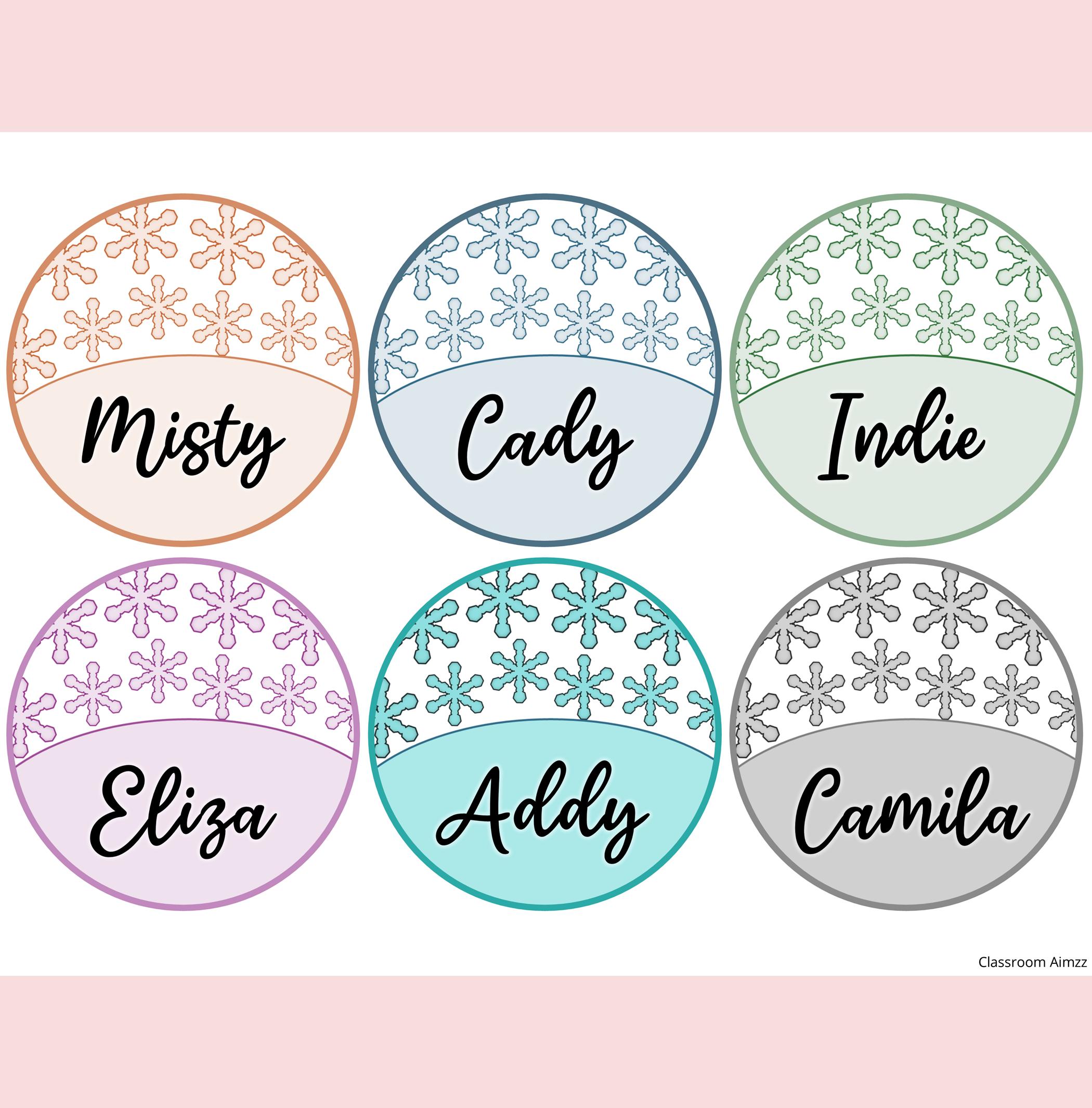 Winter Student Name Tags, Printable Snowflakes Name Labels, Cubby ...