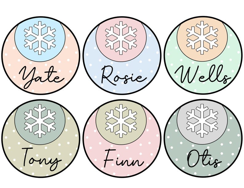 Winter Student Name Tags, Printable Snowflakes Name Labels, Cubby ...