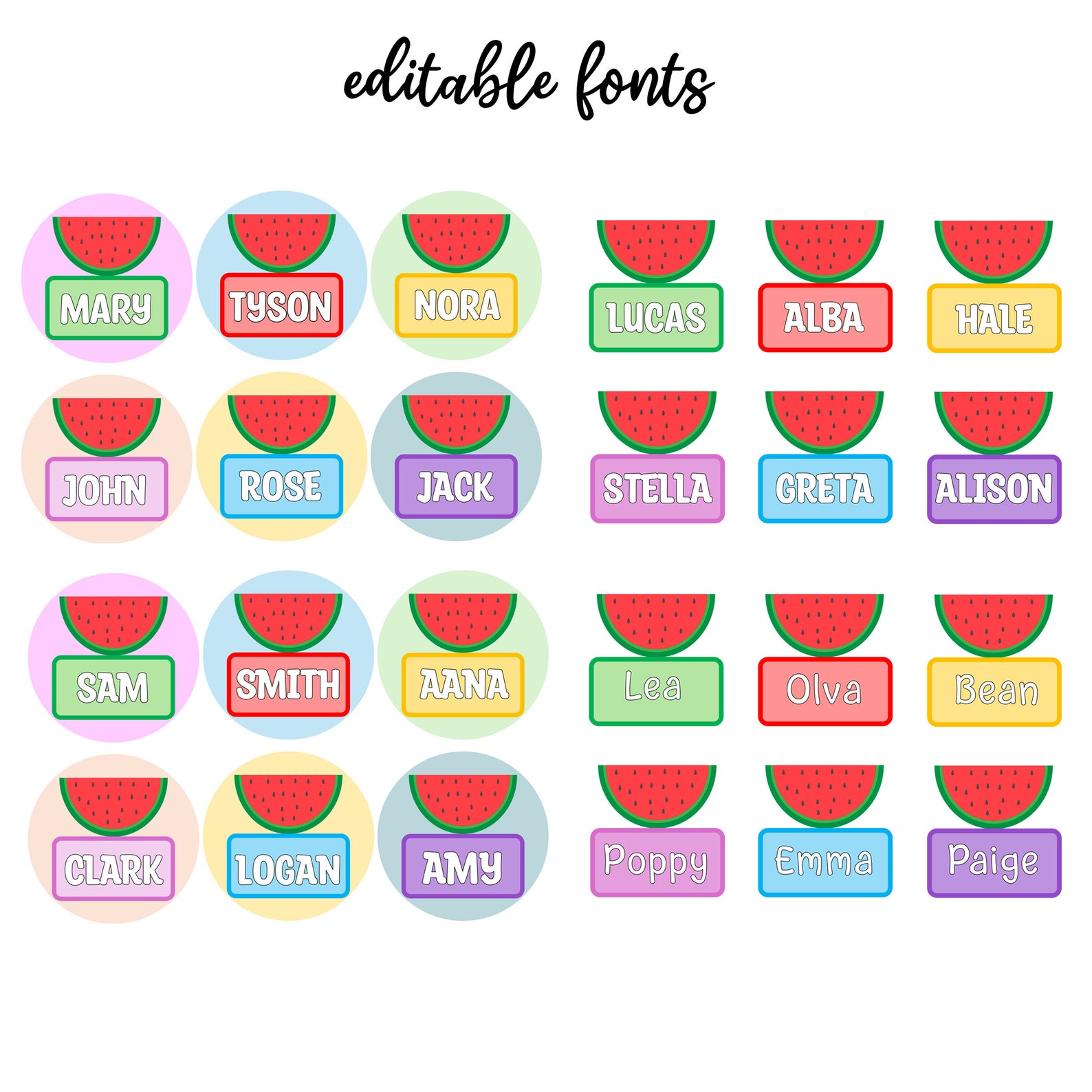 Printable Watermelon Theme Student Name Tags, Name Signs, Classroom ...