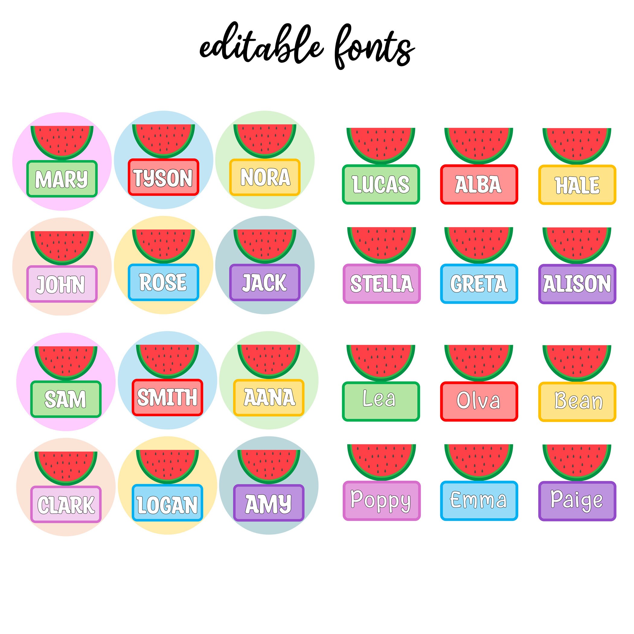Printable Watermelon Theme Student Name Tags, Name Signs, Classroom ...