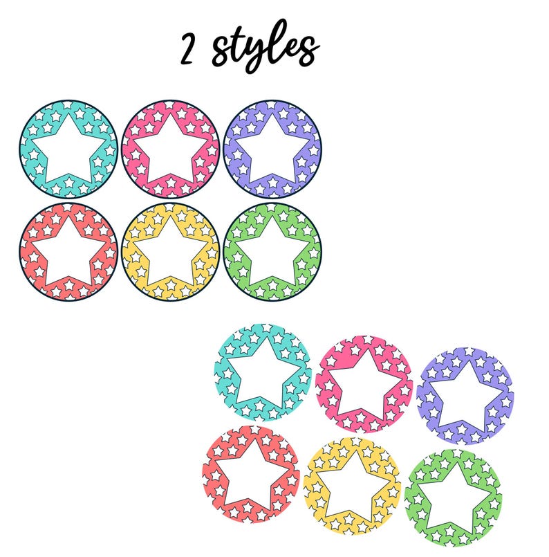 Printable Colorful Stars Student Name Labels, Star Nametags, Star Cubby ...