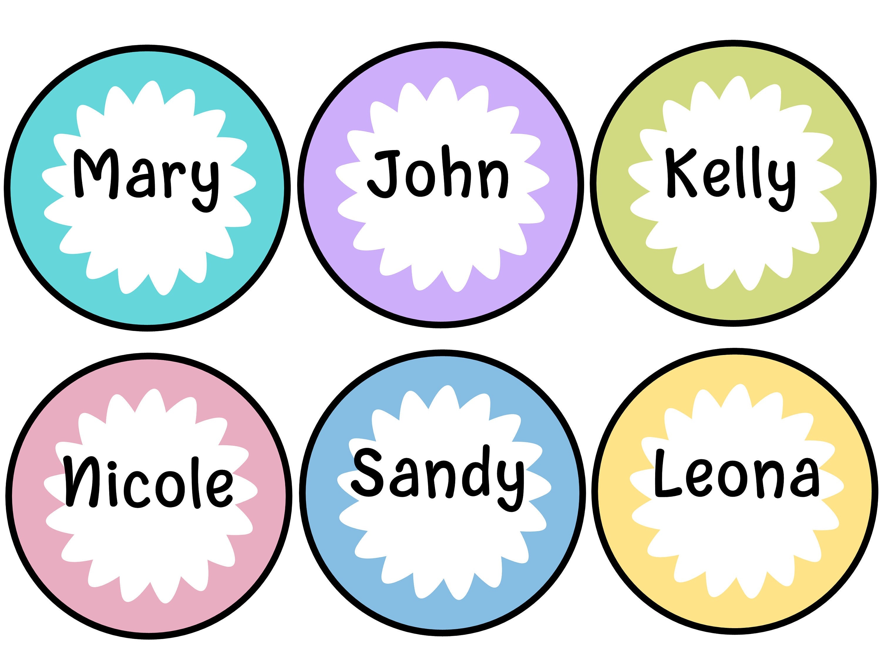 Back to School Student Name Tags, Vibrant Classroom Labels, Round Name ...