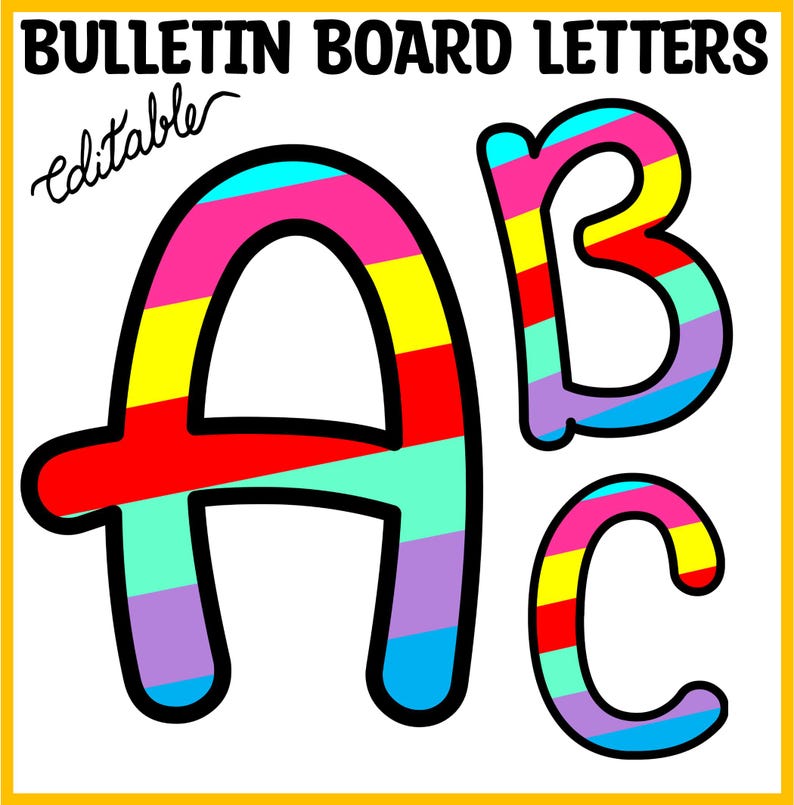 Printable Colorful Bulletin Board Letters for Kindergarten, Large ...