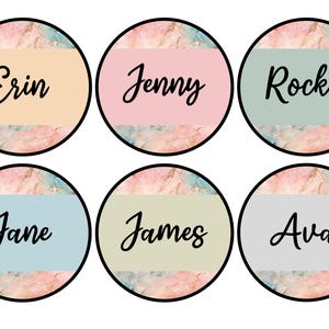 Printable Bright Student Name Labels, Editable Round Student Name Signs ...