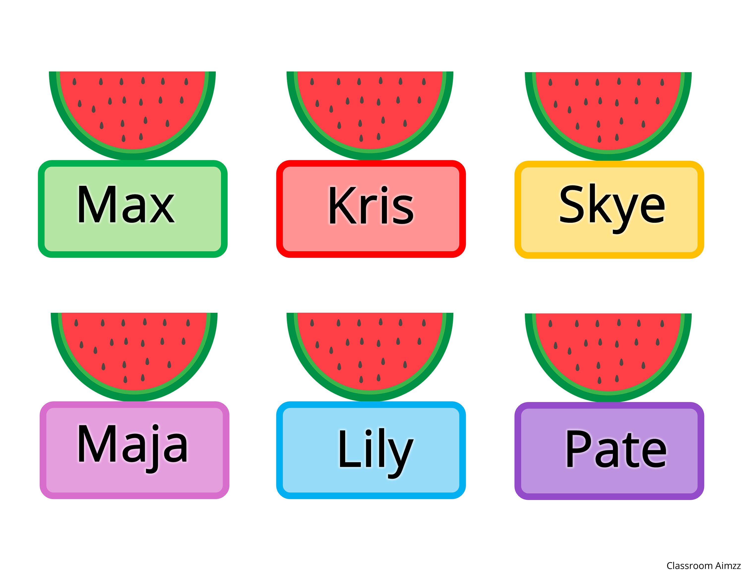 Printable Watermelon Theme Student Name Tags, Name Signs, Classroom ...