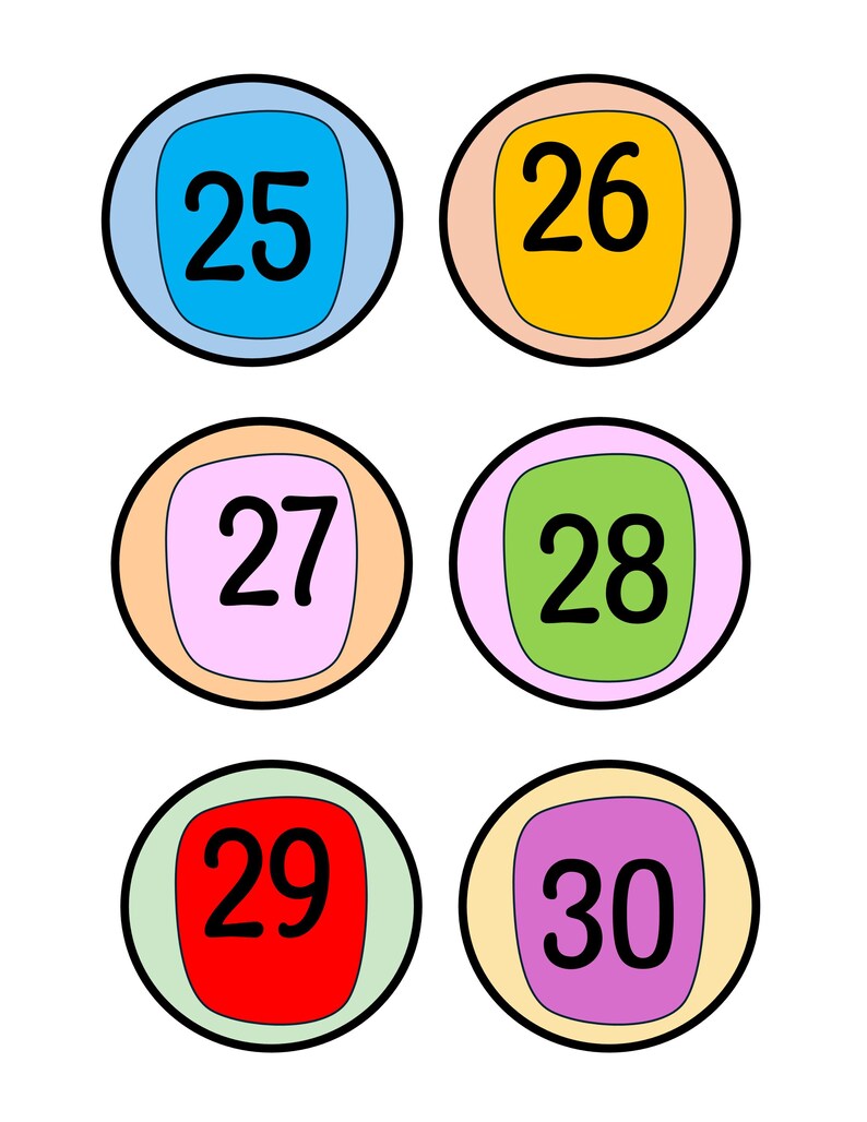 Printable Back to School Number Labels, Classroom Calendar Number ...