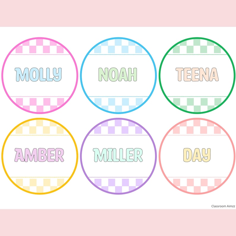 Printable Pastel Student Name Tags, Round Daycare Labels, Circle Cubby ...