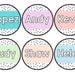 Printable Bright Colors Spotty Student Name Tags, Editable Circular ...