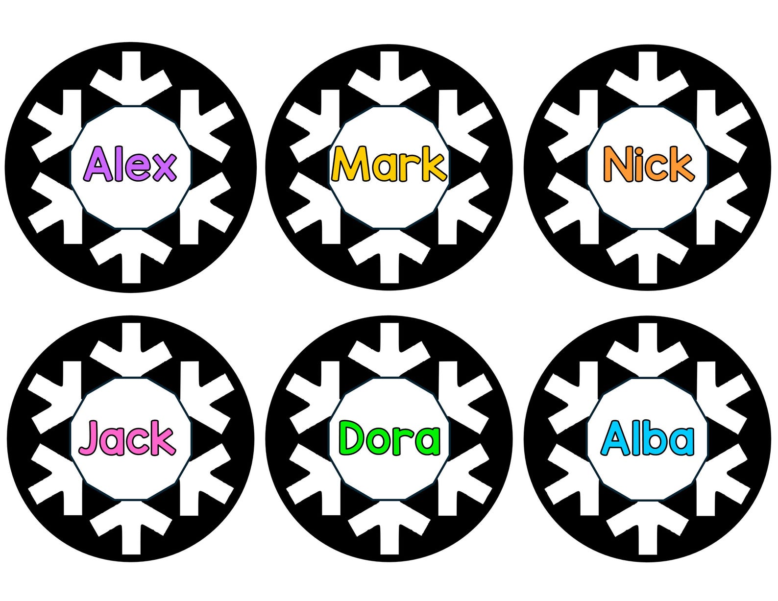 Black and White Name Tags, Editable Bright Student Name Tags, Book Bin ...