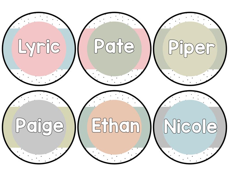 Printable Boho Neutral Spotty Student Name Labels, Cubby Labels, Boho ...