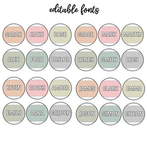 Printable Boho Neutral Dotty Student Name Labels, Editable Round Name ...